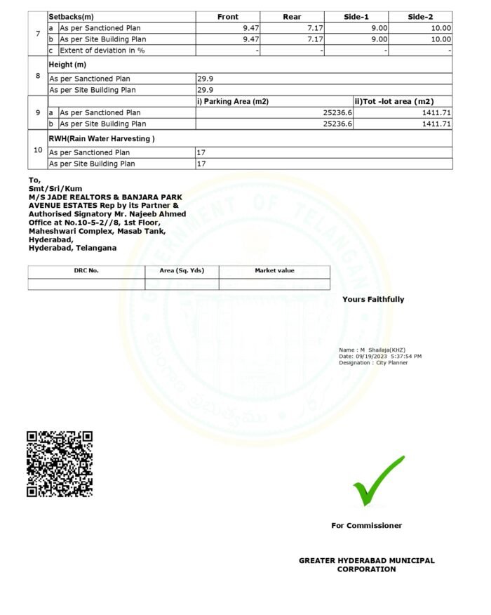 Fortune One Statutory Approvals - Sri Sreenivasa